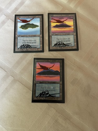 MTG Magic Island Set x3 Signed Painted Bird Artist Proof Beta LEB CE ...