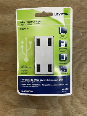 Leviton USB4P-BW 4-Port USB Charger Combo Outlet, White, FREE SHIPPING ...