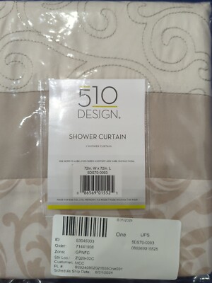 510 Design Ramsey Printed & Embroidered Shower Curtain, Neutral Tan ...