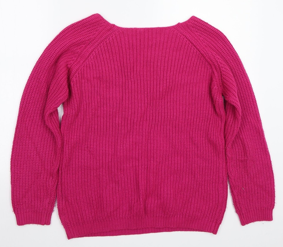 Simplybe Womens Pink Round Neck Acetate Blend Jumper Size 10 | eBay UK