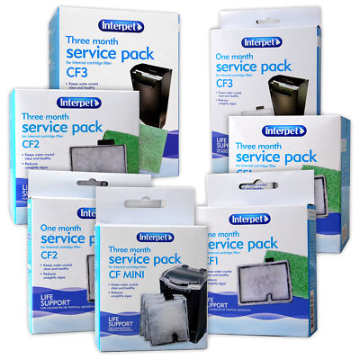 INTERPET CARTRIDGE FILTER SERVICE PACK CF1 CF2 CF3 MEDIA KIT FISH TANK ...