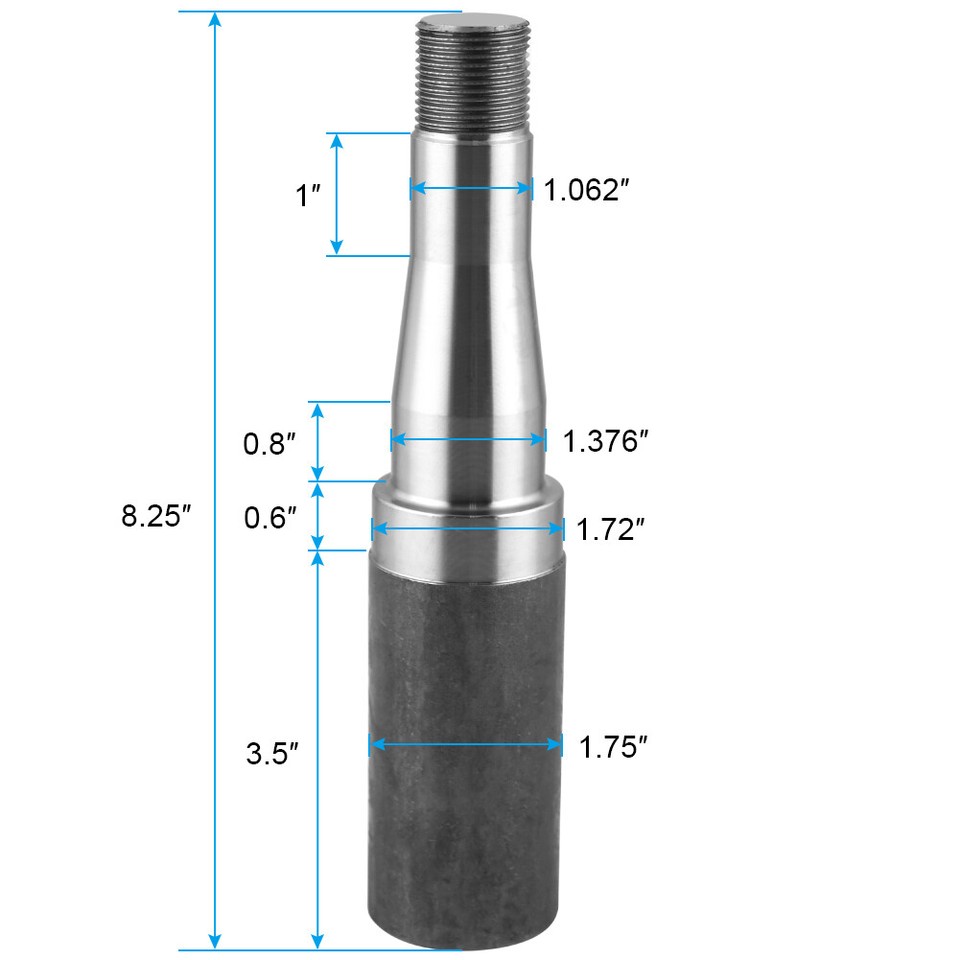 3500# Round #84 Spindle 2" x 3.37" Trailer Axle Spindle stub 1-3/8" x 1 ...