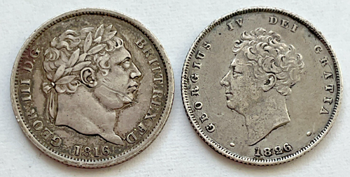 England - 1816 + 1826 Shillings - Coins. | eBay