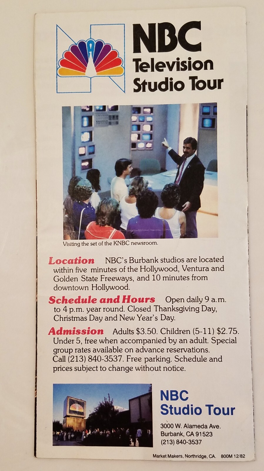 Vintage 1980's NBC TV Studio Burbank CA Tour Pamphlet | eBay