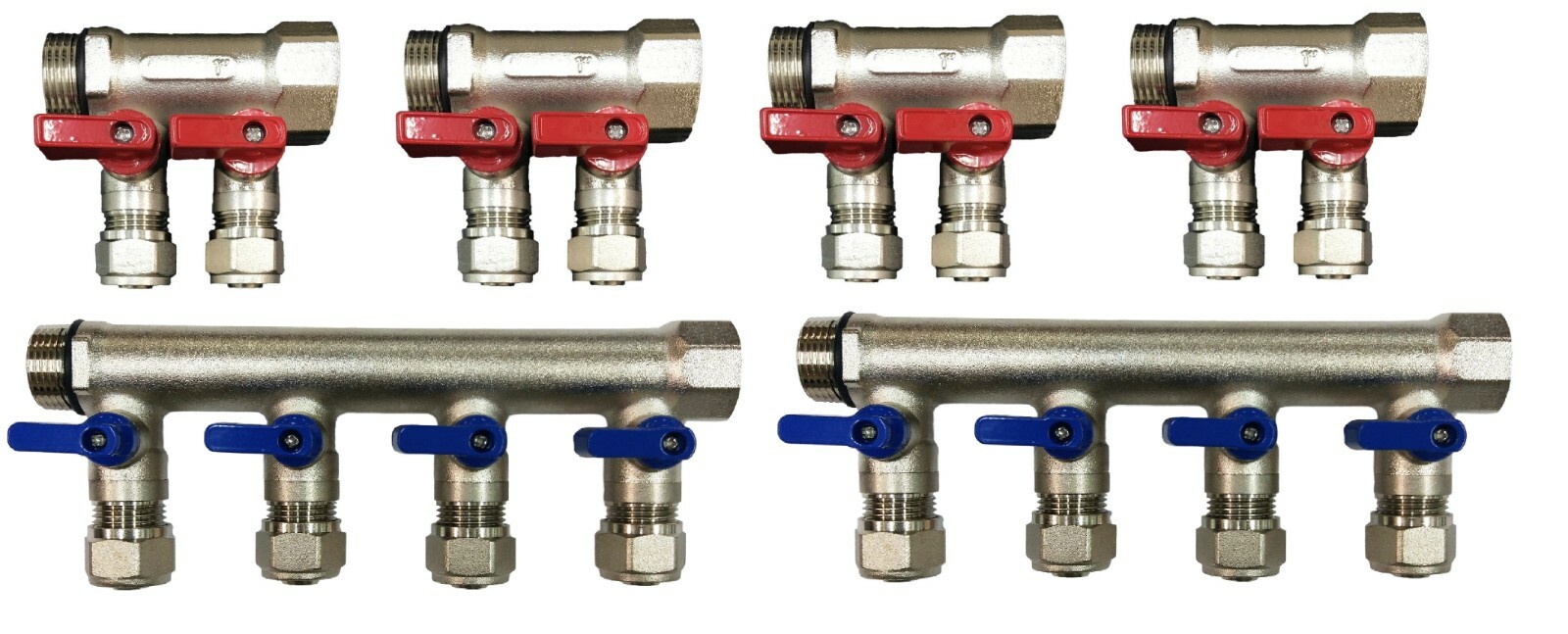 3/4" 8-Loops Ball Valve Brass PEX Plumbing Manifolds for 1/2" PEX - Red ...