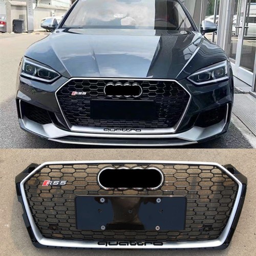 RS5 Style Chrome Frame Front Bumper Honeycomb Grille For Audi A5 S5 ...