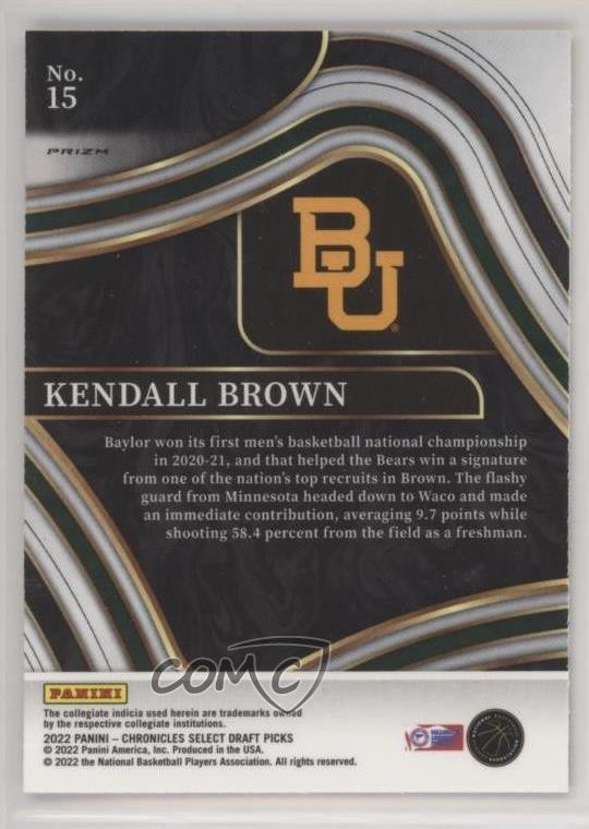 2022-23 Panini Chronicles Draft Picks Select Silver Kendall Brown #15 ...