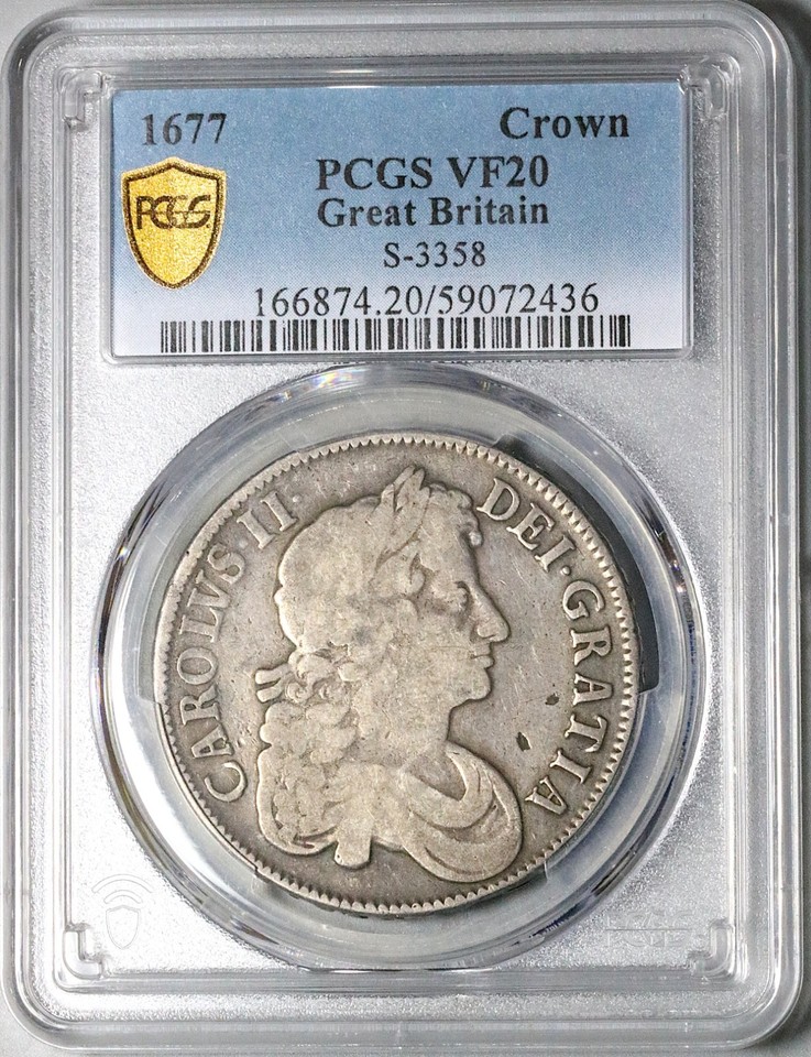 1677 PCGS VF 20 Charles II Crown Great Britain Scarce Silver Coin ...