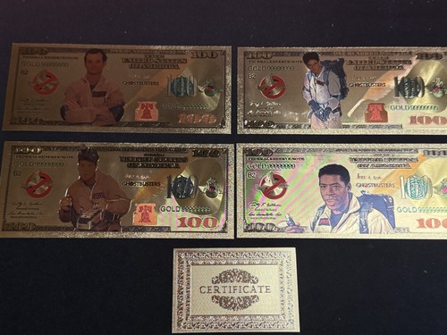 Gold Foil Ghostbusters Novelty Banknotes SET OF 4 With COA and envelope ...