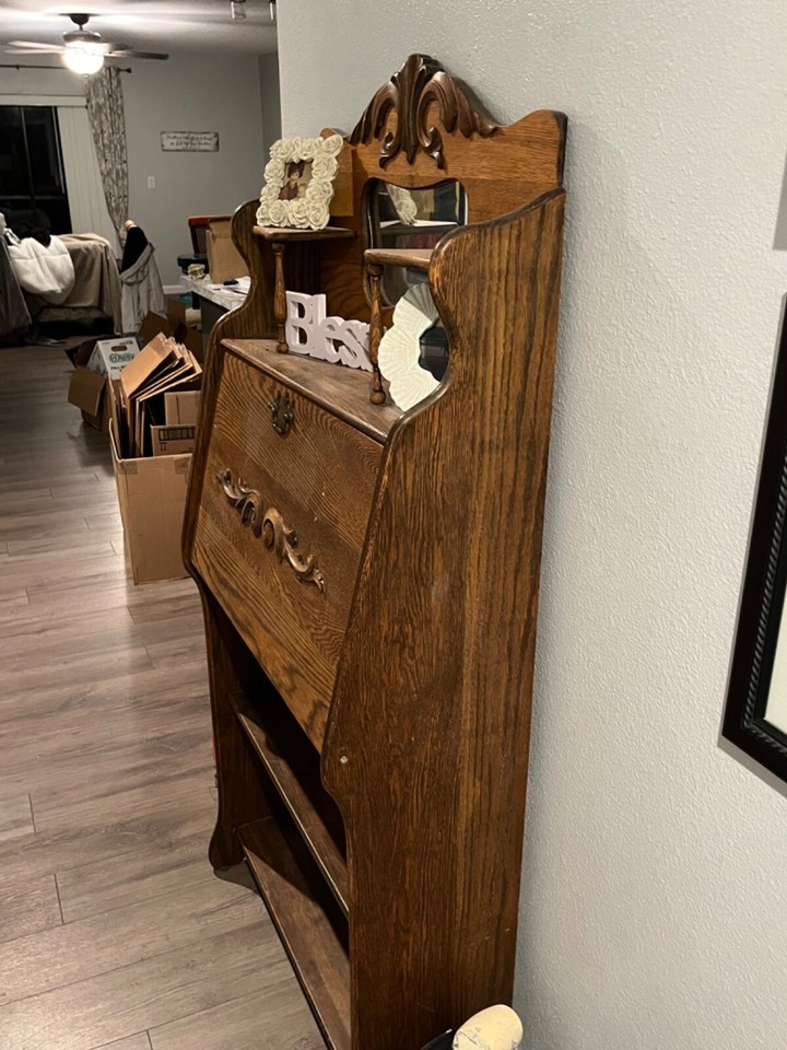 Antique Larkin Co. Victorian Oak Wood Drop Front Secretary Desk with ...