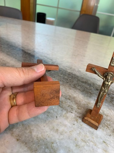 2 (Pair) Wooden Wood Jesus Cross / Crucifix INRI Jesus Nazareth Small ...