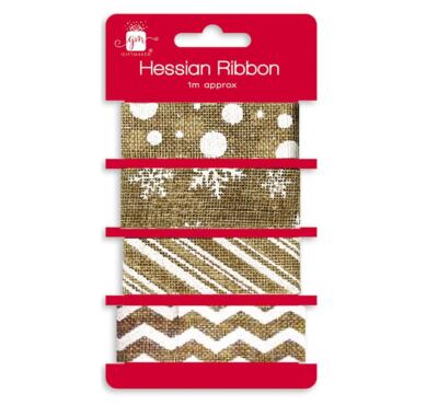 12 X Pack of 4 Assorted 1m Christmas Hessian Ribbions | eBay UK