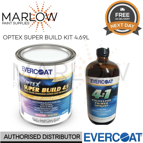 EVERCOAT OPTEX SUPER BUILD 4:1 POLYESTER PRIMER SURFACER KIT 4.69L *NEW ...
