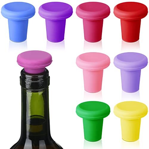 8 Pcs Silicone Wine Stopper Reusable Beer Bottle Stopper Beer Glass ...