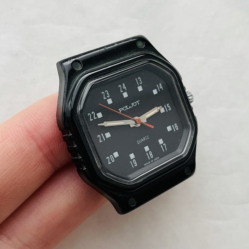 RARE POLJOT P2456 Quartz Plastic USSR Watch Black Soviet Vintage Old ...