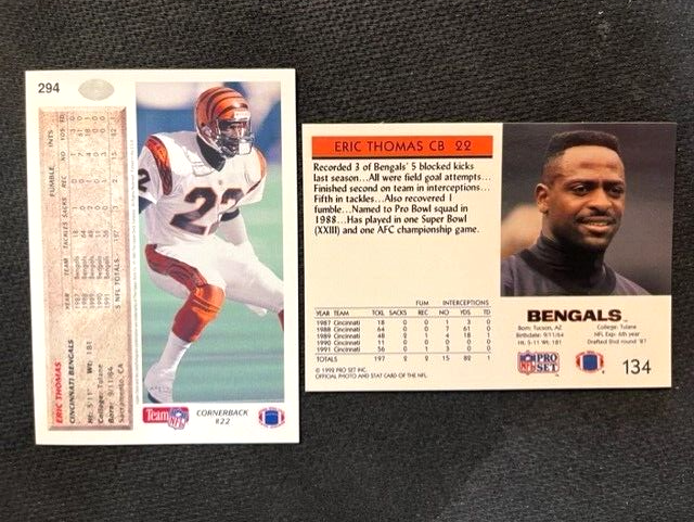 NFL - Eric Thomas 1992 Upper Deck & 1992 Pro Set Football - Bengals | eBay