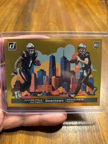 Drake Maye / Ja'Lynn Polk 2024 Donruss #18 Downtown Horizontal - Gold ...