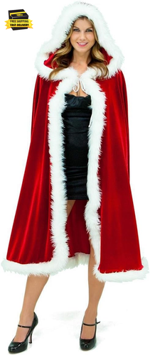 Adult Child Christmas Santa Claus Robe Hooded Cloak, Mrs Santa Claus ...