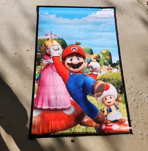 RARE SUPER MARIO MOVIE CINEMA TWO PIECE PROMOTIONAL POSTER BANNER STAND ...