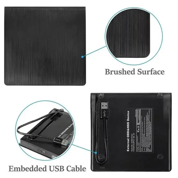 Slim External CD/DVD ROM Drive USB 3.0 Player Reader for Laptop PC Mac ...