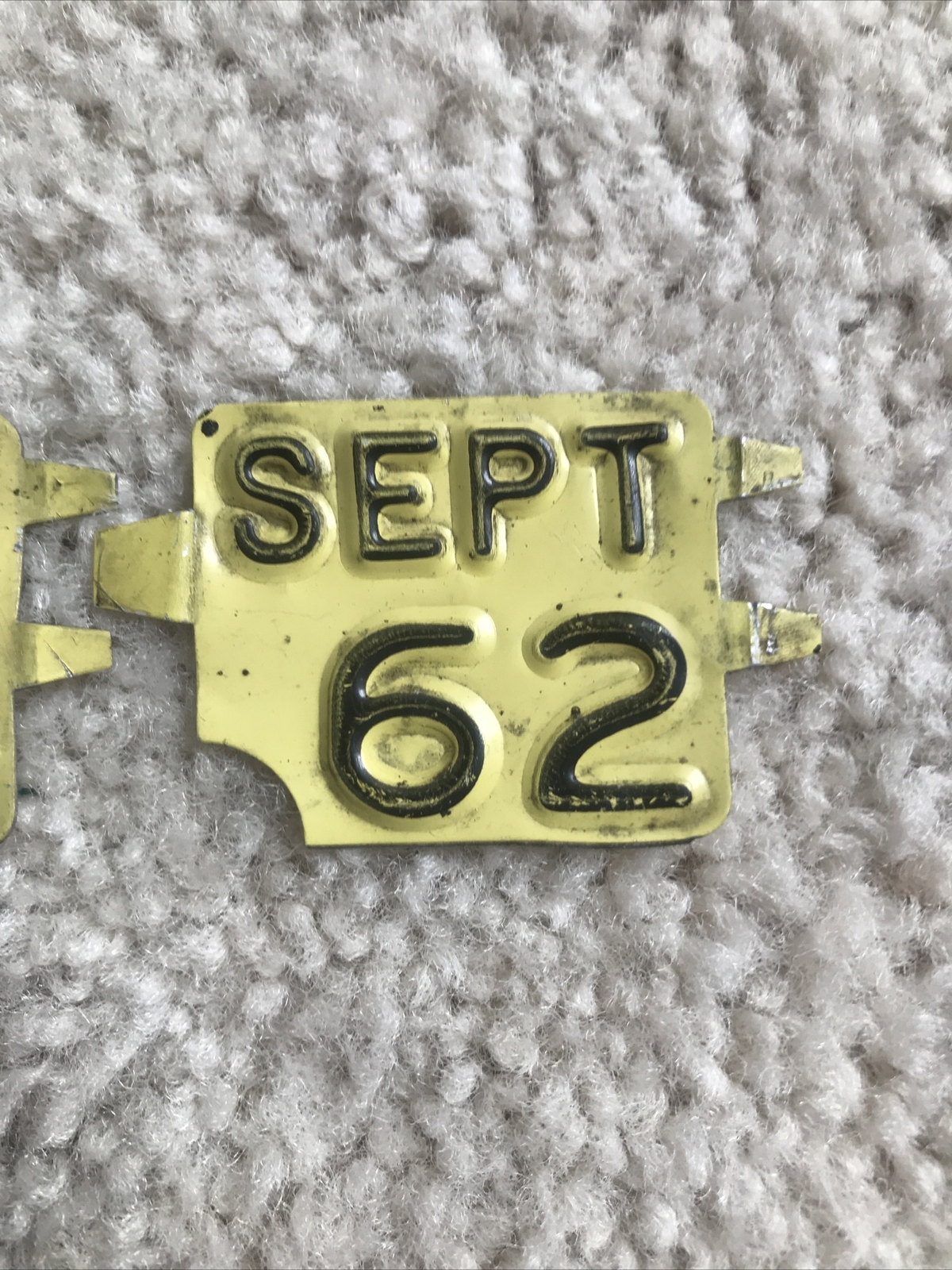 Vintage Metal License Plate Expiration Registration Tags 1962 Sept ...