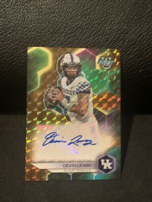 DEVIN LEARY RC 2023 BOWMAN UNIVERSITY BEST GOLD REFRACTOR ROOKIE AUTO ...