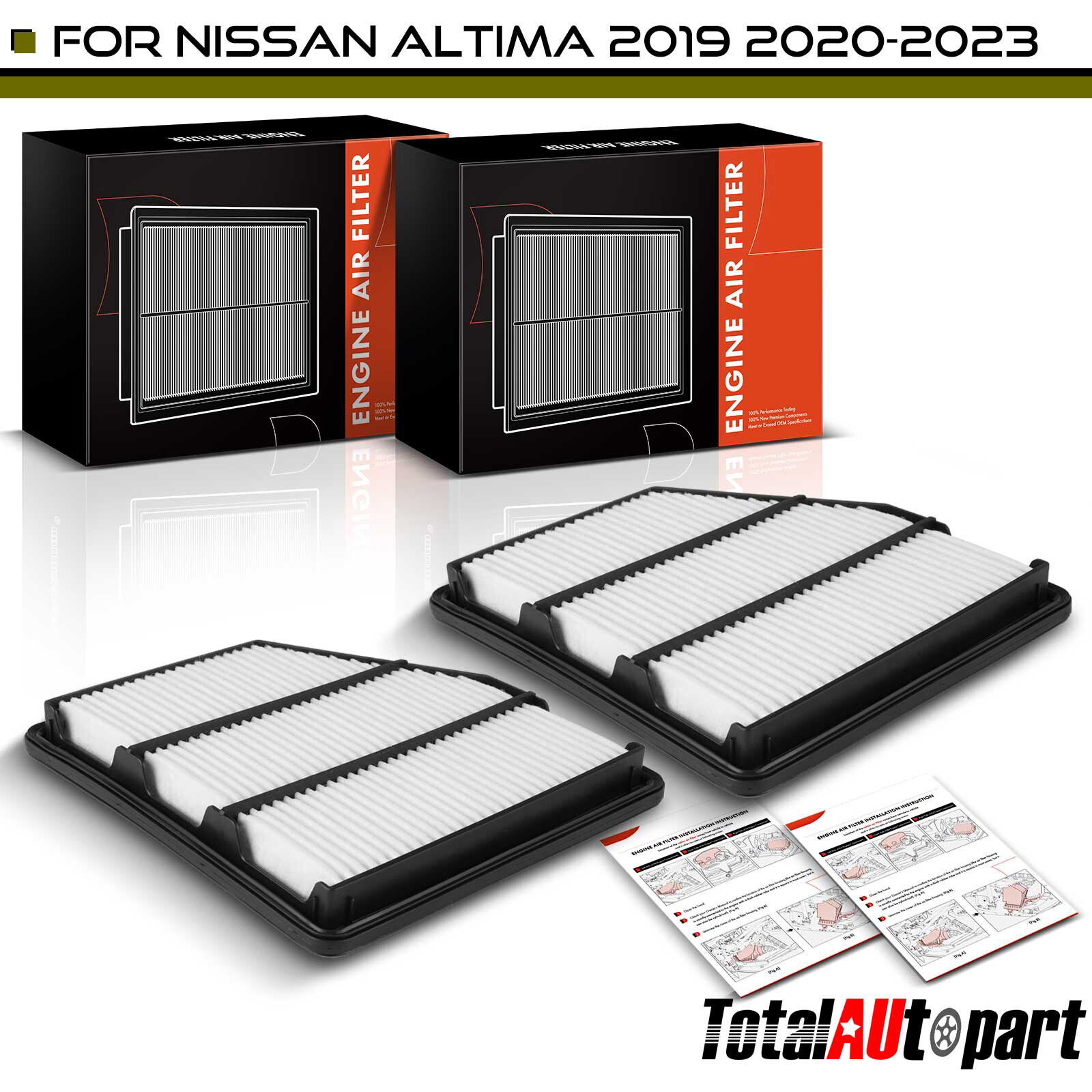 2x Engine Air Filter for Nissan Altima 2019-2023 L4 2.5L Rigid Panel ...