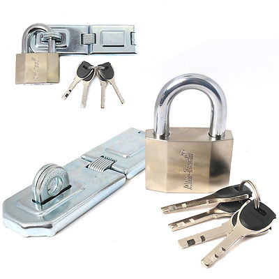 HEAVY DUTY 150mm FLEXIBLE HASP & STAPLE/SECURITY PADLOCK Large Garage ...