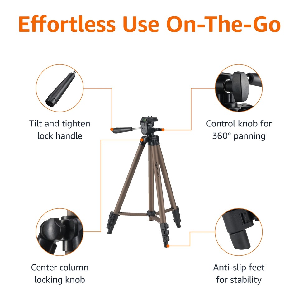 Amazon Basics 50-inch Lightweight Portable Camera Mount Tripod Stand ...