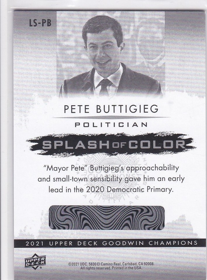 PETE BUTTIGIEG Upper Deck Goodwin Champions RARE SPLASH OF COLOR ...
