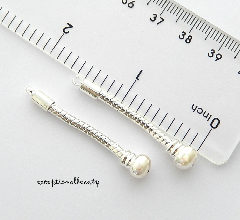 2 Bright Silver 3mm Caprice Chain For European Large Hole Beads Earring ...