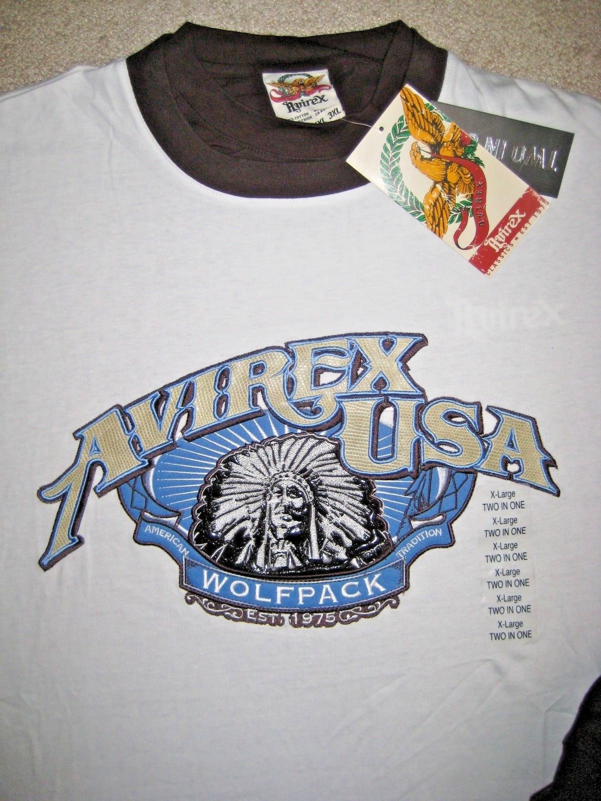 Avirex 2 in 1 T-shirts. Wolfpacks. L. NWT. 100% . Cotton. Long/Short ...