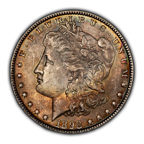 1898 $1 Morgan Silver Dollar - Colorful Crescent Toning - BU - SKU ...