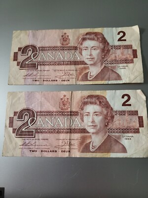 2, 1986 Bank of Canada $2 2 Dollar paper money bank note EGP Serial | eBay