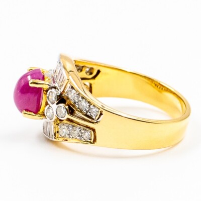 2.77Ct D/VVS2 Round Diamond &Oval Cut Ruby 18k Yellow Gold Ring Size7 | eBay