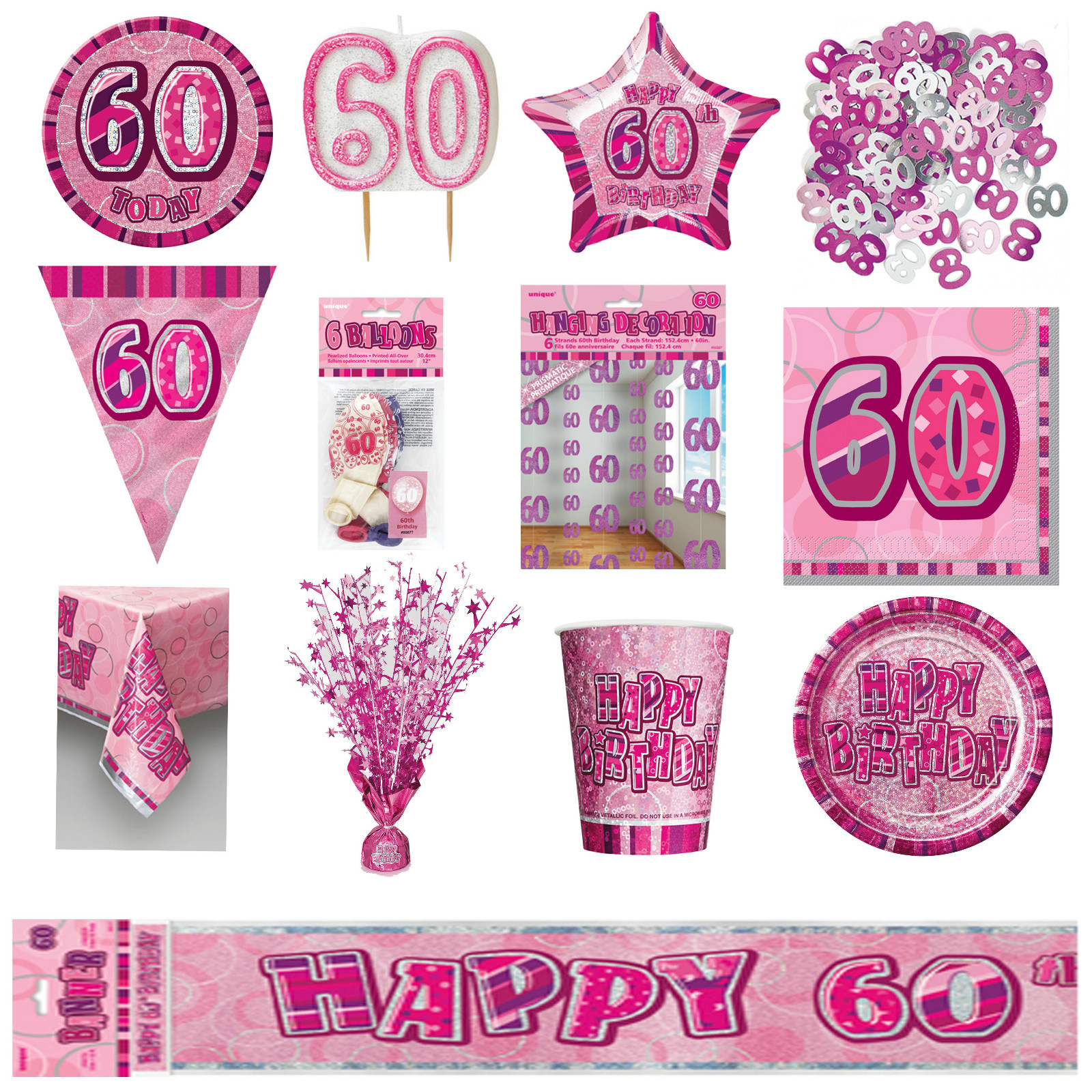 Pink Glitz Party Tableware Ages 13-100 Party Supplies Decorations ...