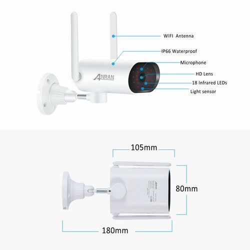 ANRAN Outdoor Wireless IP Camera HD 1296p Onvif Security WIFI Camera ...