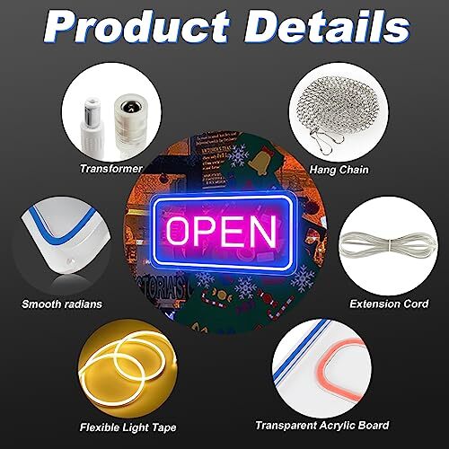 Neon Open Signs for Business, 16''x 9'' LED Open Sign, Super Horizontal ...