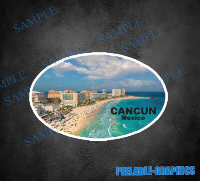 Cancun Mexico Oval Vacation Sea Ocean Vinyl Decal Sticker Souvenir Gift ...