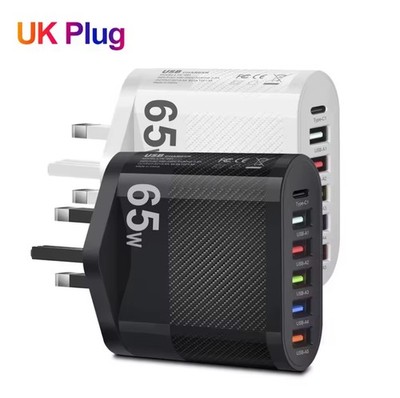 6 Multi-Port Mains Adapter Fast Quick Charge USB Hub UK Plug Charger ...