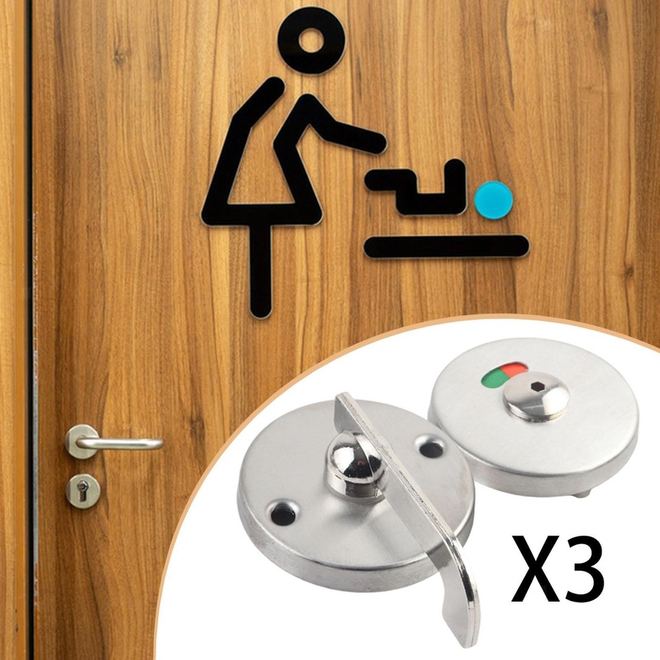 3Pcs Bathroom Indicator Privacy Door Lock Knob for Bar Office Buildings ...
