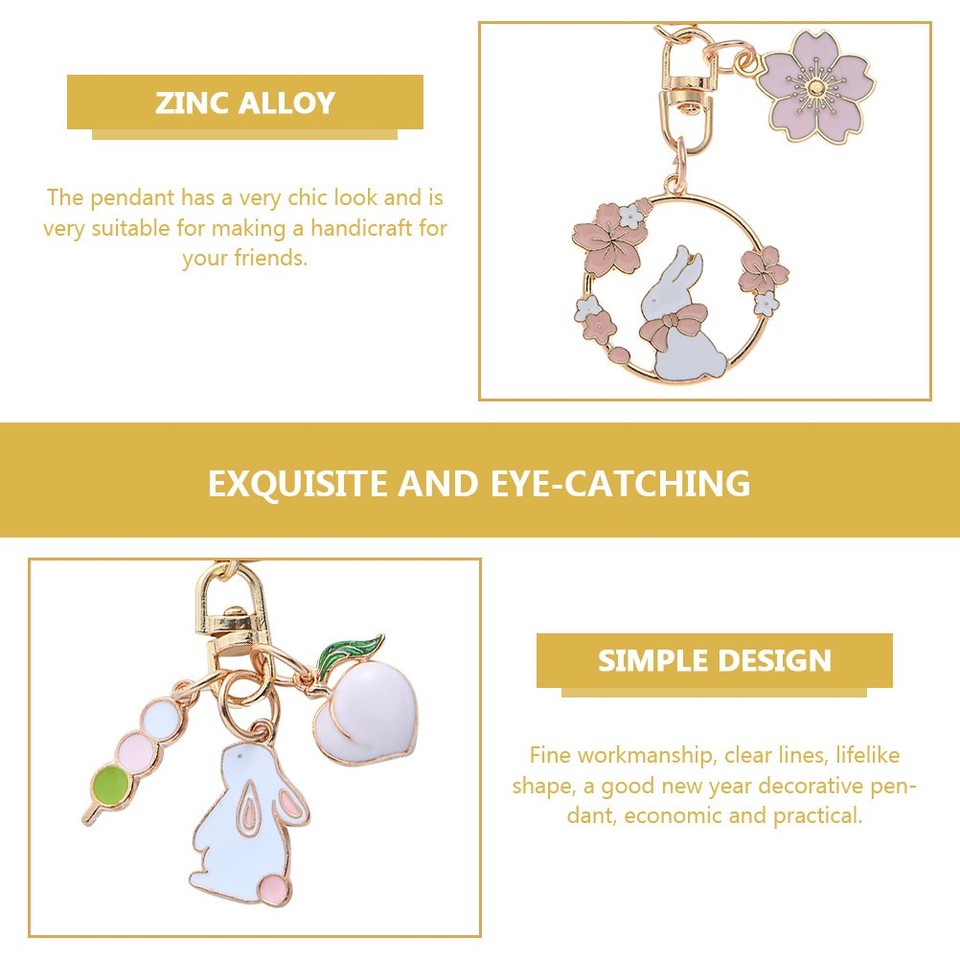 3 Pcs Small Rabbit Charm Cute Animal Keychain Bunny Charms Pendants ...