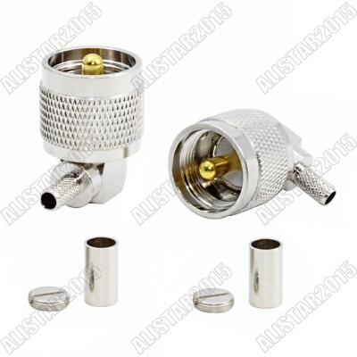 1x UHF Male PL-259 Right Angle Crimp Connector 90° LMR195 RG58 RG400 ...