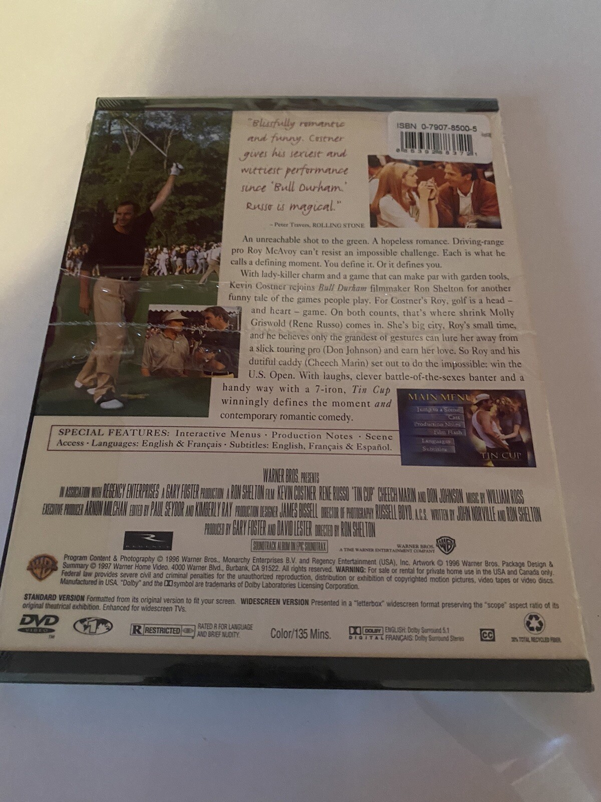 TIN CUP (1996) Kevin Costner Rene Russo Cheech Marin Don Johnson SEALED ...