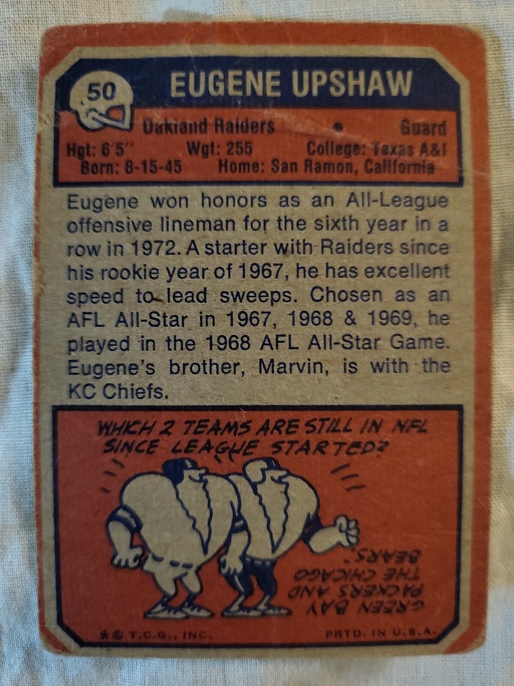 1973 Topps Eugene Upshaw Fair card #50 | eBay