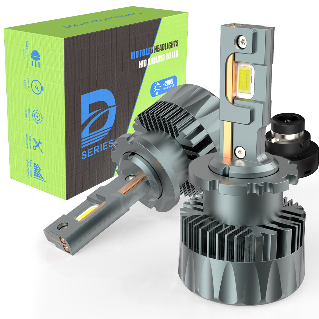 D2S D2R LED Headligh Bulbs 6000K Replace HID Xenon Kit Super Bright ...