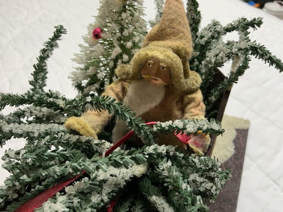 Ragon House Primitive Country Santa In Sleigh With Reindeer, Greenery ...