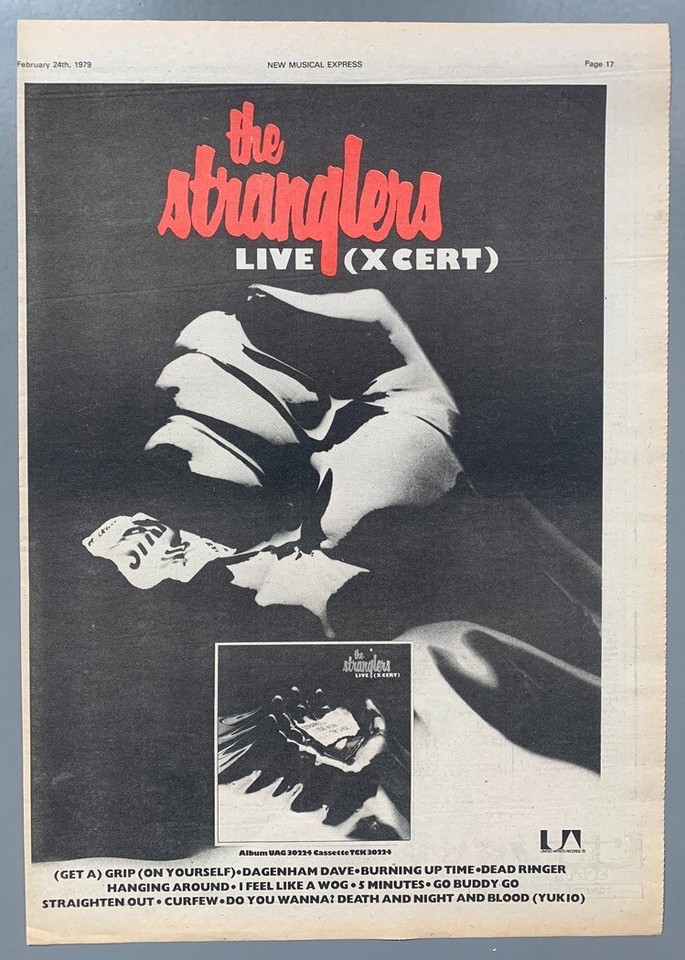 THE STRANGLERS 1979 vintage UK POSTER ADVERT LIVE X CERT | eBay UK