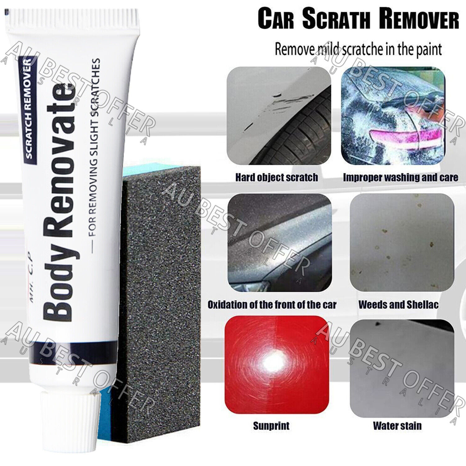 Car Polish Scratch Remover Set Paint Scuff Touch Repair+Sponge brush ...