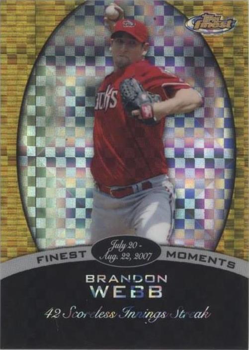 2008 Topps Finest - Finest Moments Brandon Webb #FM-BW Gold X-Fractor ...